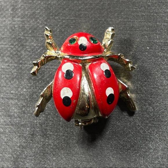 Jewelry | Red Black Gold Lady Bug Animal Figurine Small Tiny Brooch ...